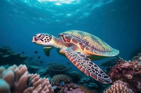 Premium Ai Image Sea Turtle Swimming The Undersea Beautiful