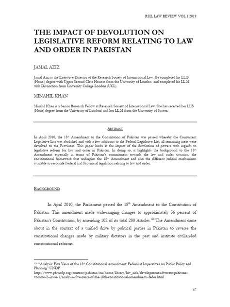 The Impact Of Devolution On Legislative Reform Relating To Law And
