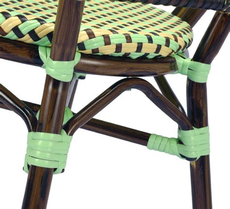 Chaise Bistrot Parisienne Aluminium Verte Pistache Et Marron Chaise