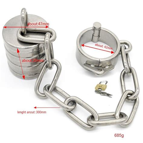 Long Chain Heavy Duty Penis Ring Pendant Stainless Steel Cock Training Device Ball Lock