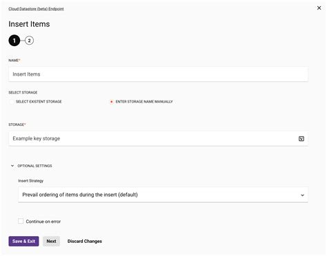 Cloud Datastore Beta Insert Items Activity