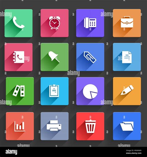 Vector Application Office And Business Icons Set In Flat Design With