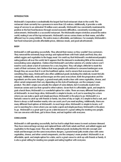 Mcdo Essay Pdf Menu Mc Donalds