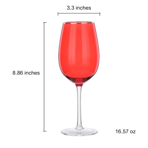 Sparkleware Large Red Coloured Wine Glasses With Golden Rim Set Of 4