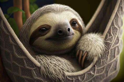 Premium Photo Tired Sloth In A Hammock Funny Cartoon Cute