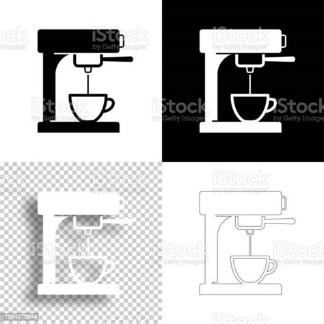 コーヒーマシンデザイン用アイコン空白白黒の背景 ラインアイコン お茶の時間のベクターアート素材や画像を多数ご用意 お茶の時間