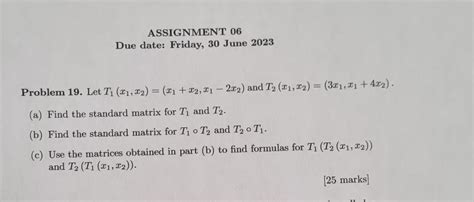 Solved ASSIGNMENT Due Date Friday June Problem Chegg