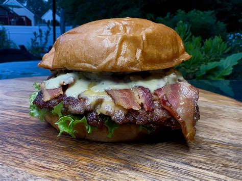 Homemade Bacon Double Cheese Burger With Extra Pickles Rburgers