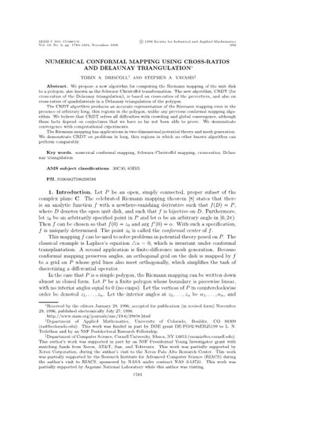 Numerical Conformal Mapping Using Cross Ratios And Delaunay