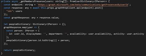 Calling The New Presence Endpoint In Ms Graph Api From Spfx