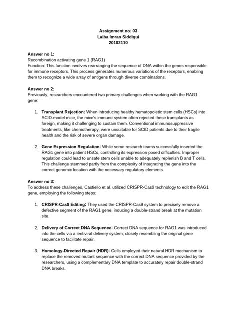 Stem Cell Assignment No 3 Pdf Gene Dna Sequencing