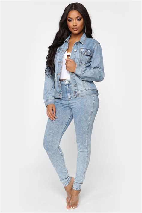 Girlfriend Denim Jacket Medium Wash Fashion Nova