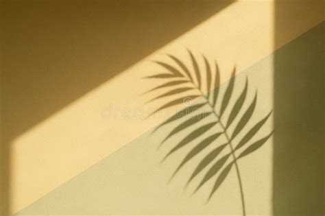 Palm Leaf Shadow On Sunlit Wall Minimalist Fine Art Background Stock