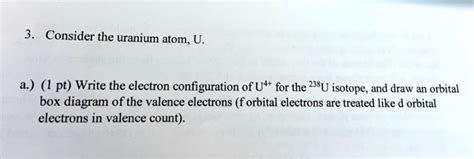 Solved Consider The Uranium Atom U A 1 Pt Write The Electron Configuration Of U4 For The