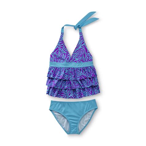 Joe Boxer Girls Ruffled Tankini Top And Bottom