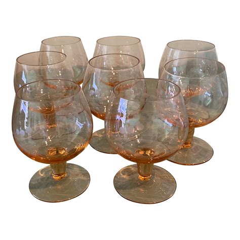 Vintage Rose Colored Etched Stemware Set Of 8 Chairish