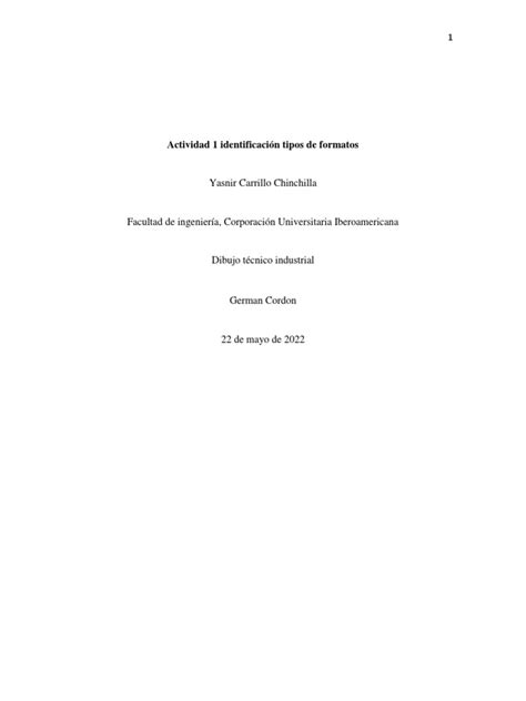 Actividad 1 Identificación Tipos De Formatos Pdf Dibujo Técnico