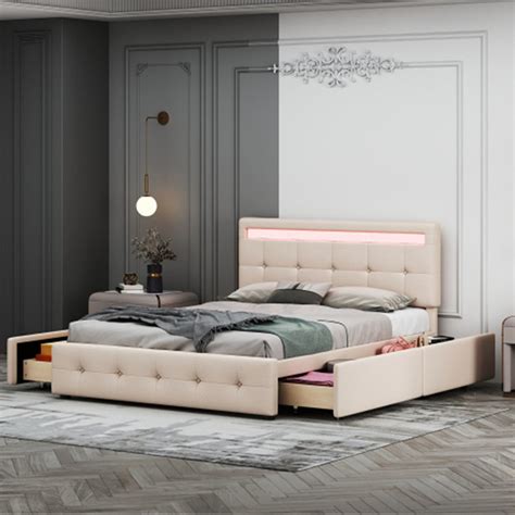 Xdeer Polsterbett Polsterbett 140 X 200 Cm Mit Led Lattenrost