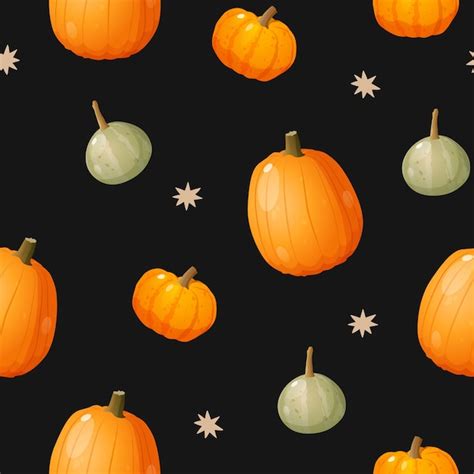 Premium Vector Vector Seamless Pattern With Pumpkins Differet Types