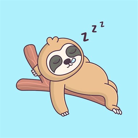 Schattige Langzame Loris Slapen Op Een Tak Cartoon Dier Vector Illustratie Pictogram Geïsoleerd