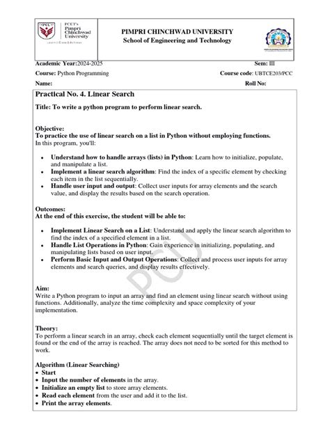 linear search pdf python programming language computer program