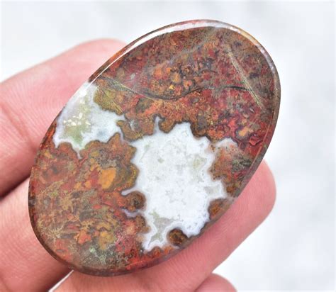 Moss Agate Cabochon Red Moss Agate Gemstone For Jewelry Etsy