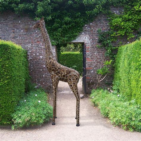 Large Metal Giraffe Sculpturegiraffe Garden Statue Candle And Blue