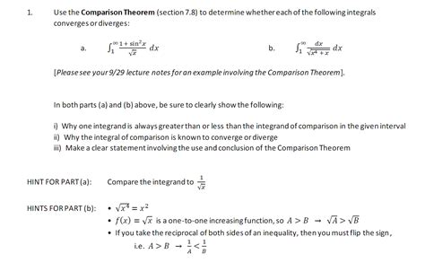 solved 1 use the comparison theorem section 7 8 to