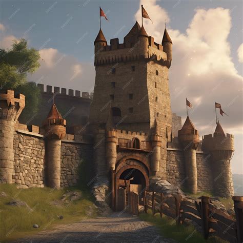 Premium Ai Image A Medieval Siege With A Siege Tower At The Castle