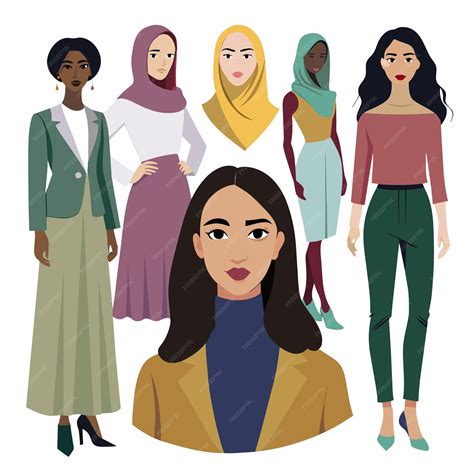 Premium Vector A Group Of Women With Different Outfits Are Shown