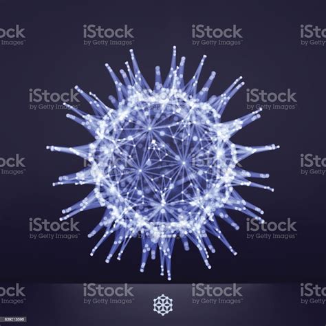 Sphere With Connected Lines And Dots Glowing Grid Connection Structure Wireframe Vector