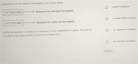 Solved Sequences For The Types Of Hemoglobin Are Shown Below A