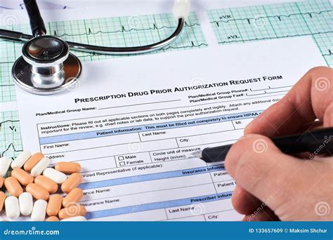Prescription Drugs Prior Authorization Request Form Stock Image Image