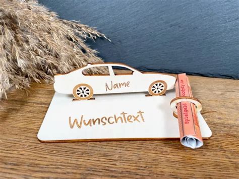 GELDSCHEINHALTER AUTO PERSONALISIERBAR Coupe Führerschein Geld Geschenk