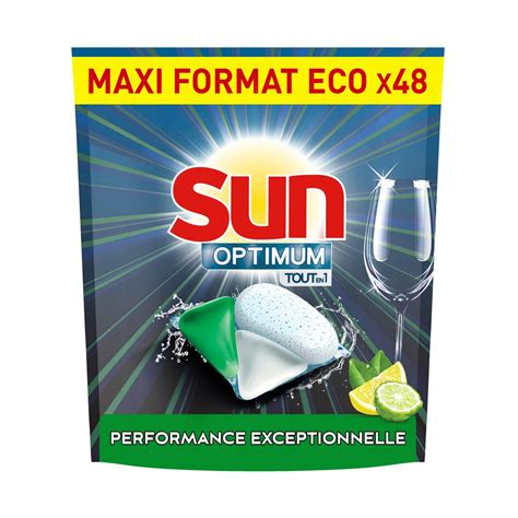 SUN Optimum Capsules Lave Vaisselle Tout En Citron Capsules Pas Cher Auchan Fr