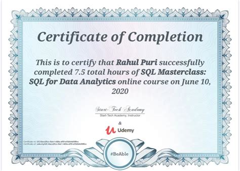 rahul puri on linkedin enhancing skills certification of sql for data