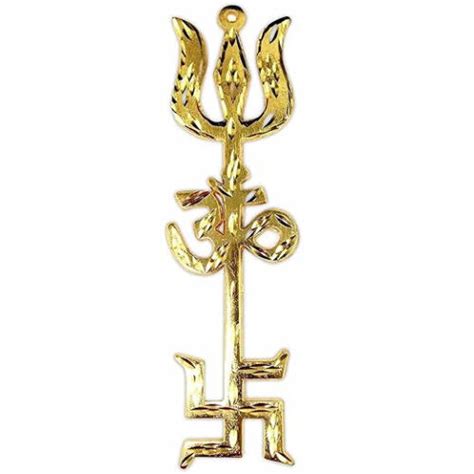 Tri Shakti Trishool Brass Trishul Om And Swastik Symbol For Vastu