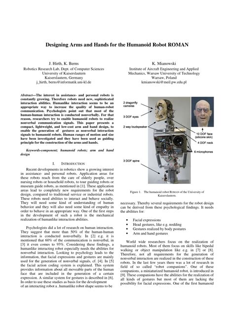 PDF Designing Arms And Hands For The Humanoid Robot ROMAN