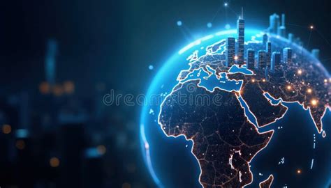 Global Network Connectivity Concept Futuristic Globe Shows Global Cities Network Wireless
