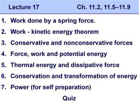 Introduction To Physics I Lecture Notes Lecture Lecture Ch Work