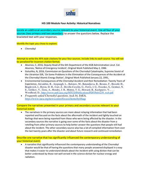 His 4 1 Historical Narratives His 100 Module Four Activity