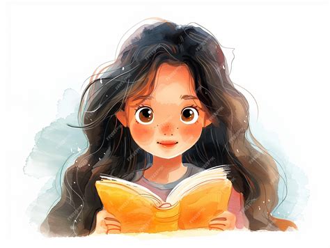 A Drawing Of A Girl Reading A Book Called A Girl Premium Ai Generated