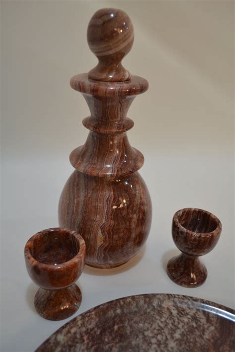 Brown And White Decorative Onyx Marble Decander Bar Set Alis Copper Shop