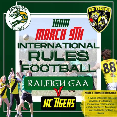 March 9th Raleigh Gaa V Nc Tigers International Rules Game
