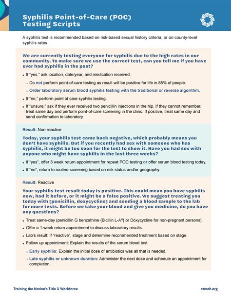 Syphilis Point Of Care Testing Scripts The Clinical Training Center