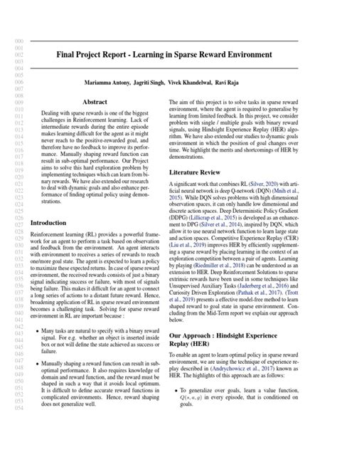 final report ml sparse reward pdf pdf artificial neural