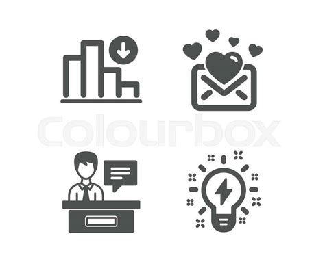 Set Of Decreasing Graph Love Mail And Exhibitors Icons Ins Colourbox