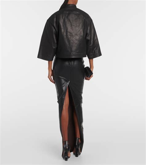 Cropped Leather Jacket In Black Rick Owens Mytheresa
