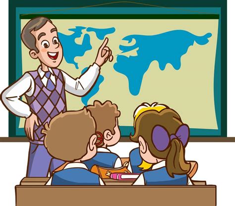 El Maestro Y Los Estudiantes Están Estudiando En El Vector De Dibujos