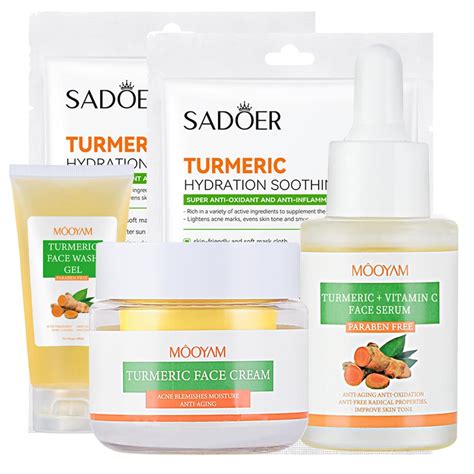 Shop Turmeric Skincare Set Face Wash Serum And Cream For Smoothing Fine